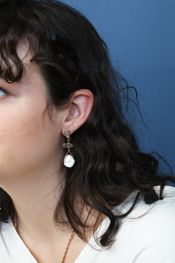 Treasure pearl pierced earrings store