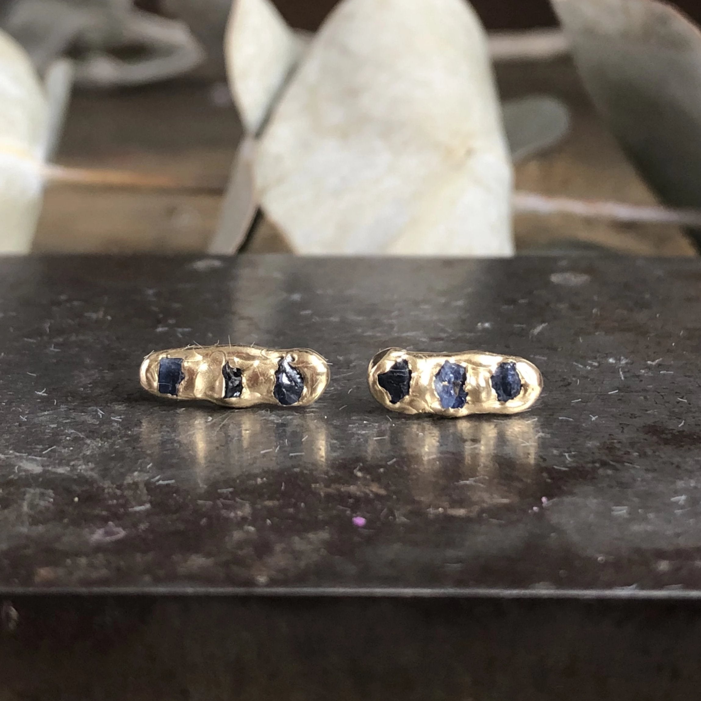 Mini Cobblestone Studs - Blue Sapphire - Emilie Shapiro Studio